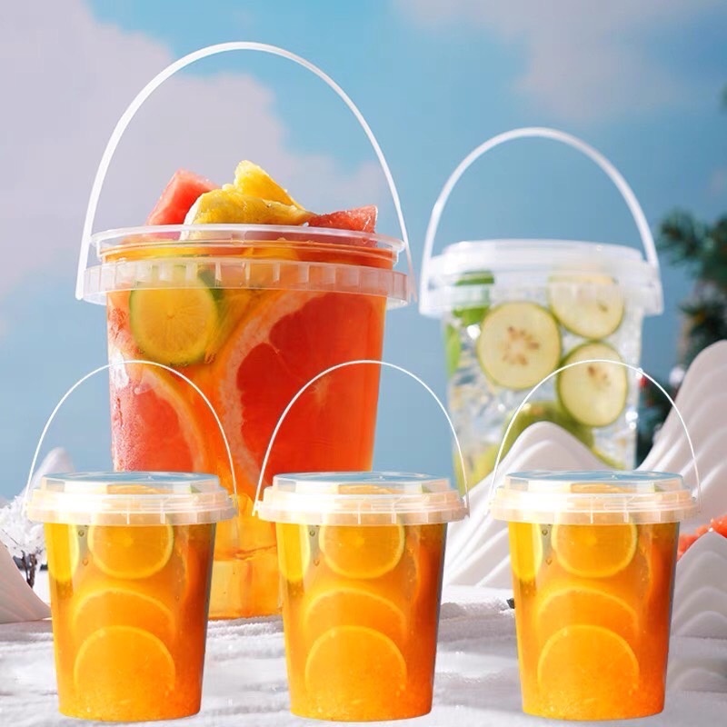 (Ready Stock)(1 piece) Bucket with lid and handle, size 1000ml and ...