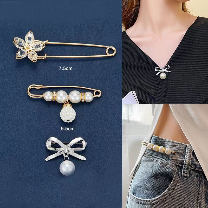 AIDA Jeans Buckle Needle Metal Button Pant Artifact Lock Pearl Women ...