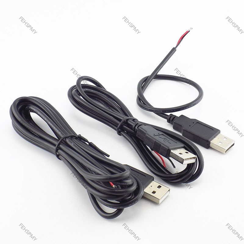5V USB 2.0 2 Pin 2 Wire DIY USB Male Jack Connector Cable Power Charge ...
