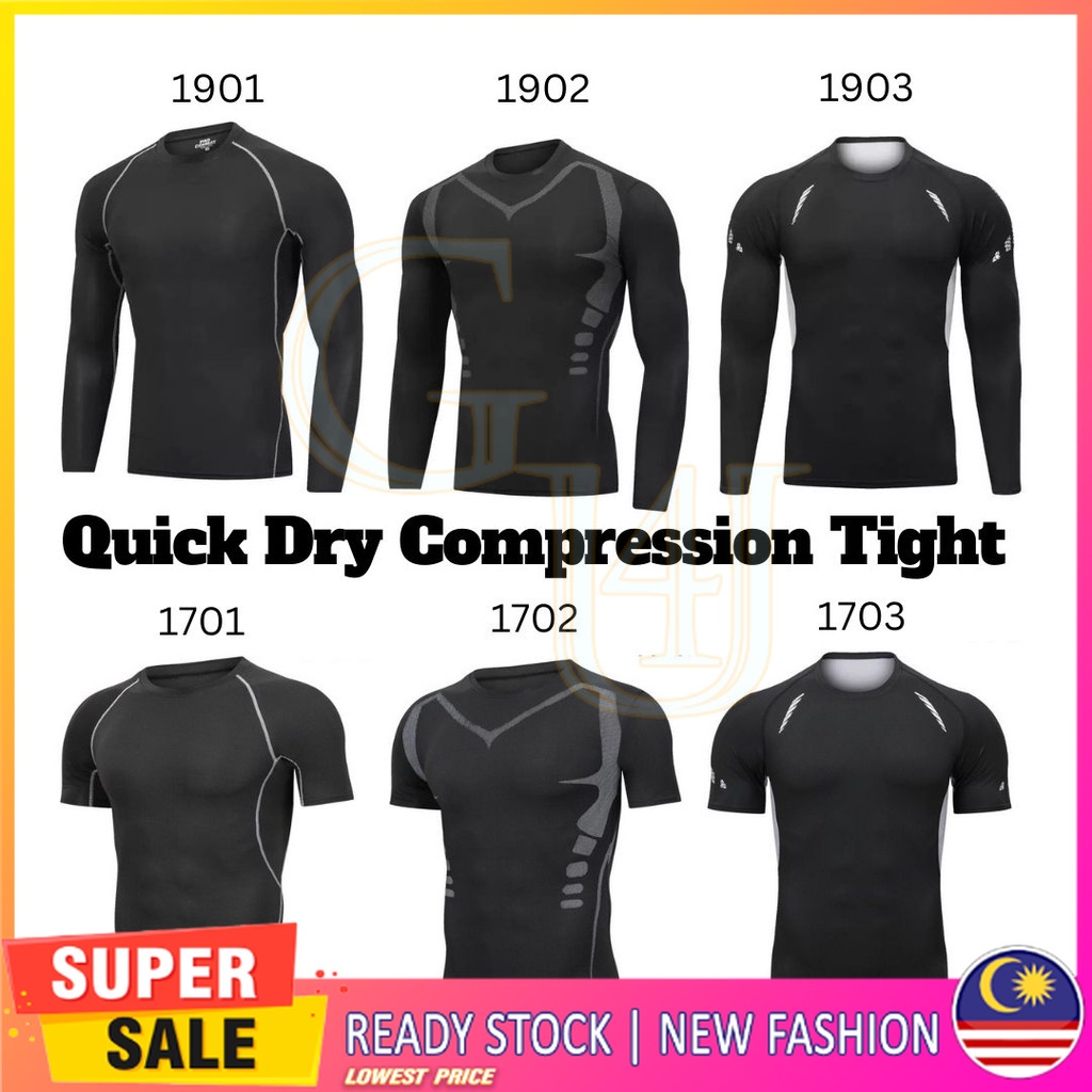 G4U_ Men Compression Tight Gym Shirt Cool Dry Long Short Sleeve Fitness ...