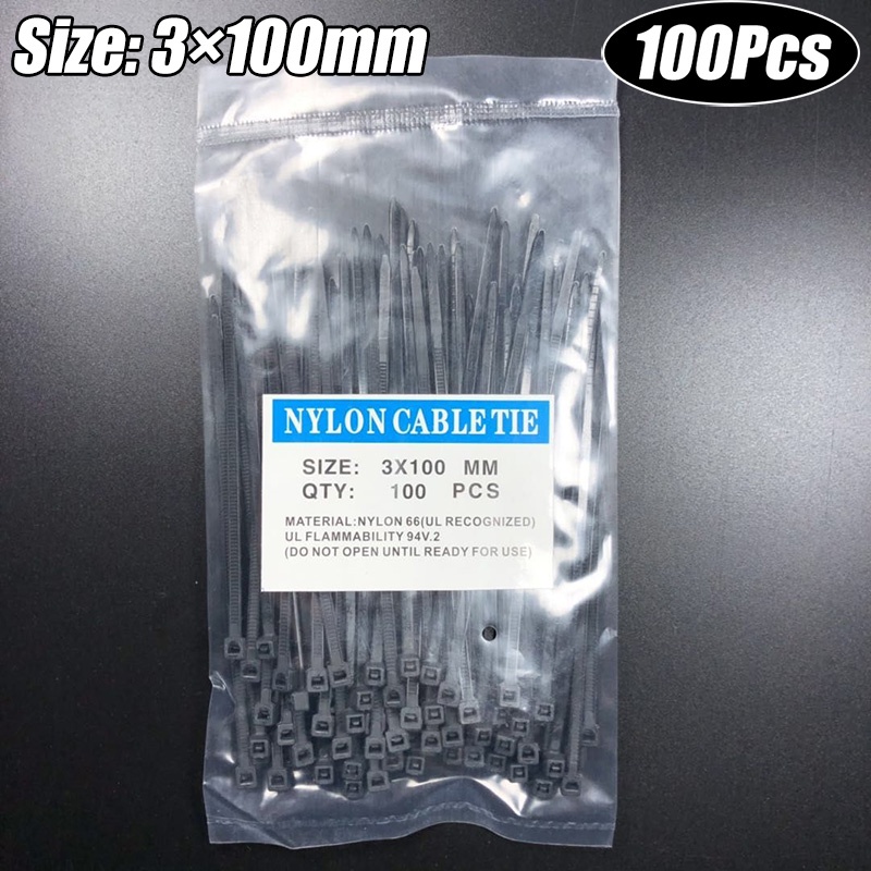 100pcs Hole Mount Nylon Cable Zip Ties / Self Locking Loop Wrap Bundle Tie Straps / Household ...