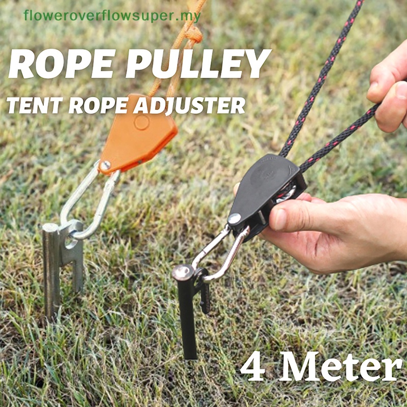 2M Outdoor Camping Rope Tent Rope Pulley Regulator Adjustable Lifg Rope ...
