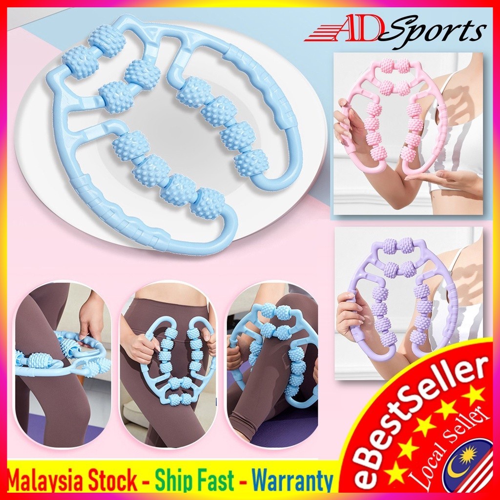 U Shape Yoga Massage 12 Wheels Roller 360 Degree Massager Trigger Point ...