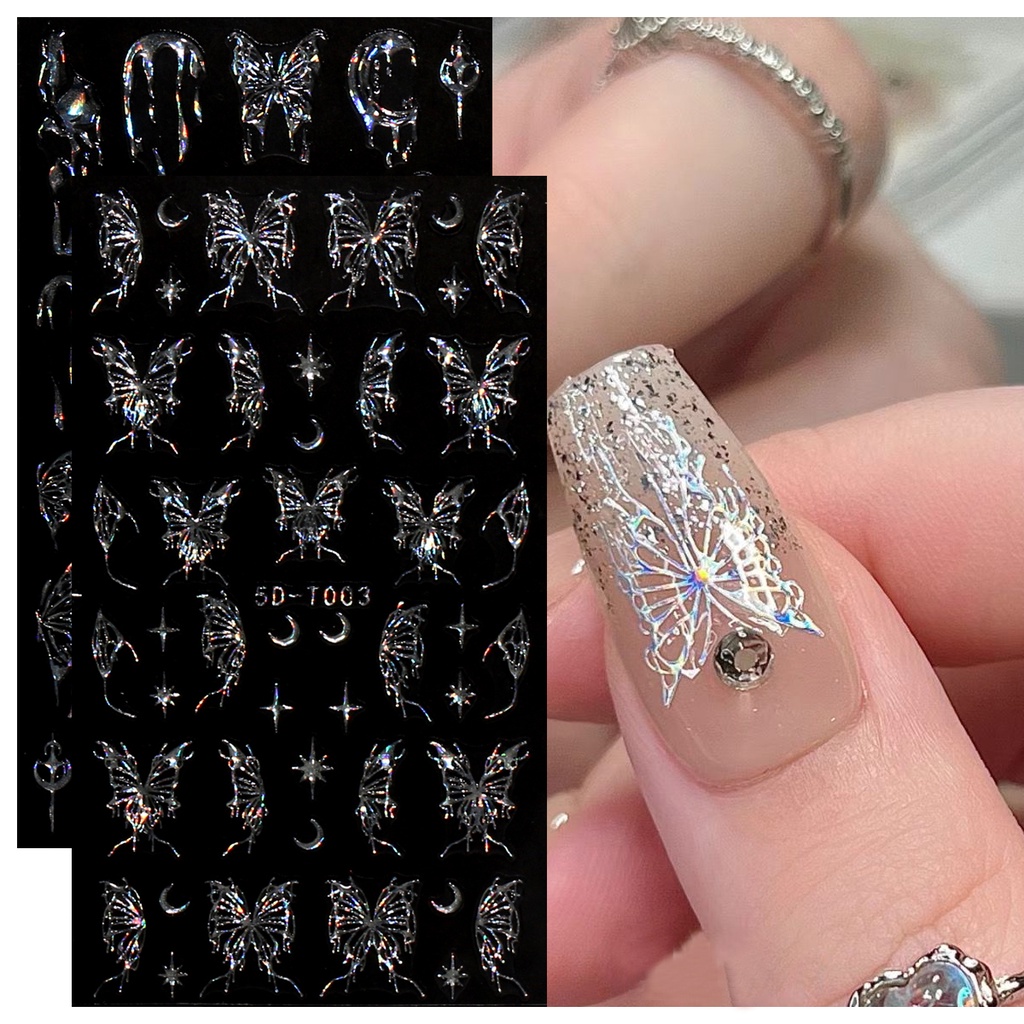 HAMA NAIL Nail Art Sticker Wholesale 5D Embossed Liquid Laser Butterfly ...