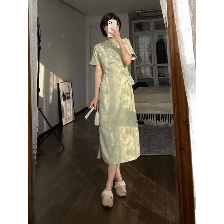 [40-100kg M-4xL]夏季新款大码微胖mm新中式复古温柔风气质高级感改良版旗袍连衣裙fat pulssize oversize Cheongsam | Shopee Malaysia