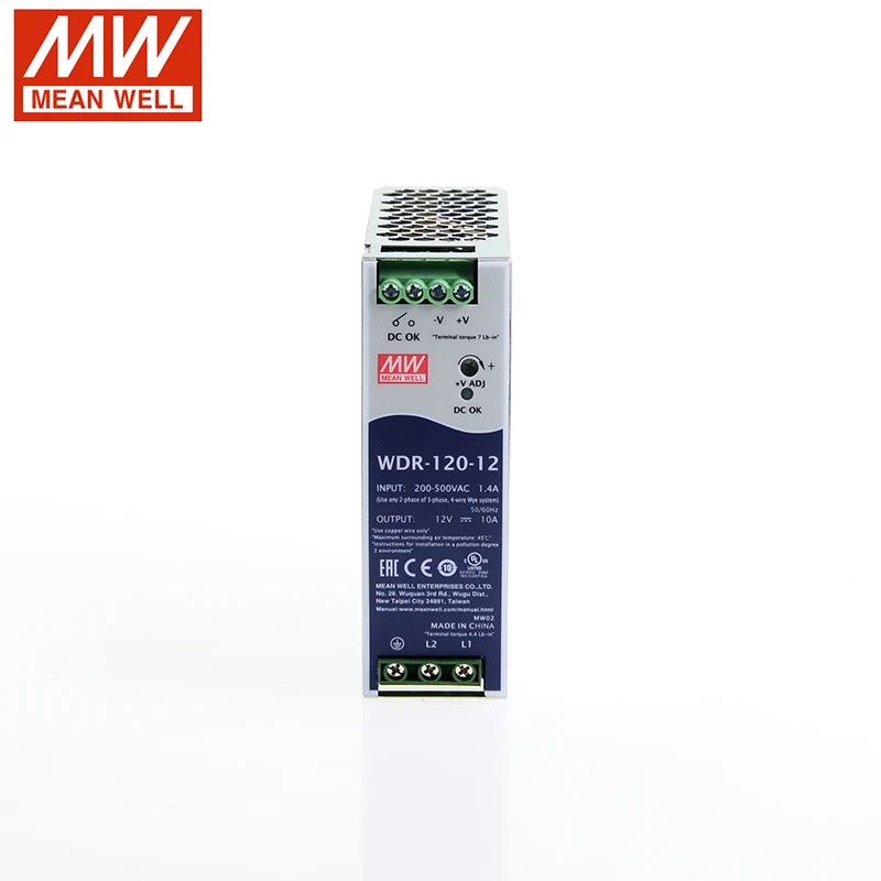 MEAN WELL WDR-120 120W 12V/10A 24V/5A 48V/2.5A Wide Input Industrial DIN Rail Power Supply 180 ...