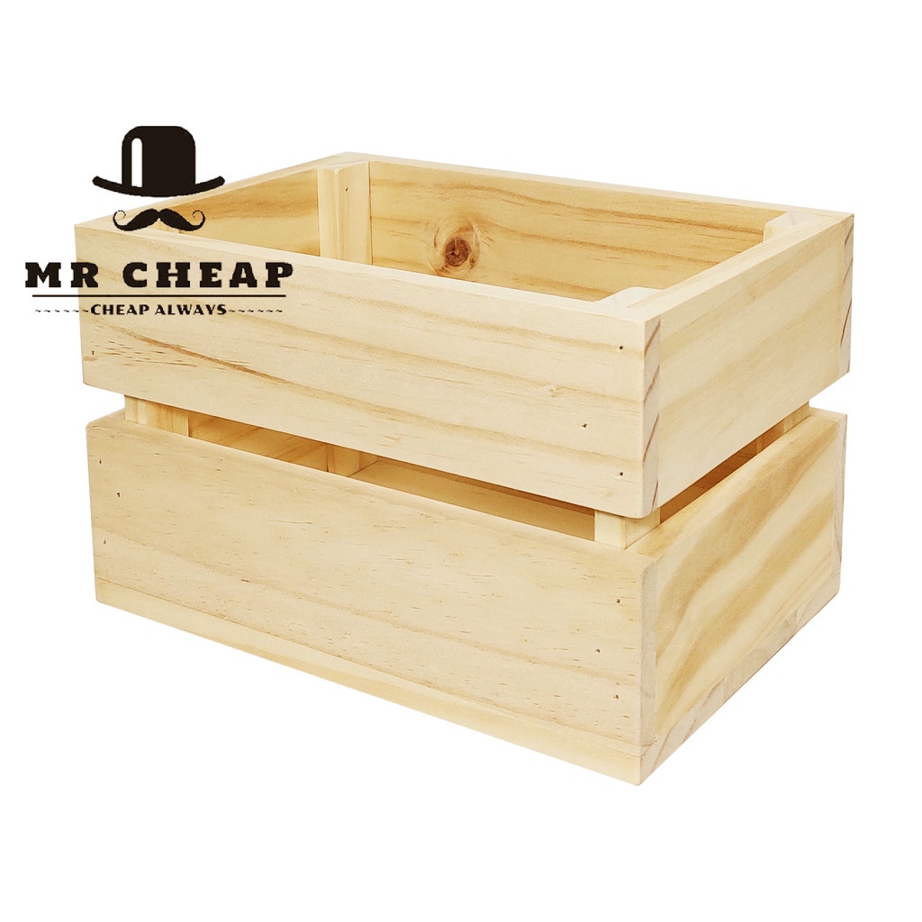 (3 Size-S) Pine Wood Wooden Crate/Wood Storage Crate/Storage Box/Kotak ...