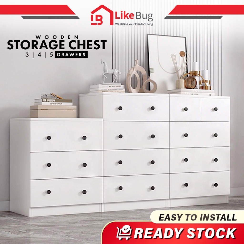 ⚡️LIKE BUG⚡️5 / 4 Chest Drawer Clothes Storage With Knob/ Almari Baju ...