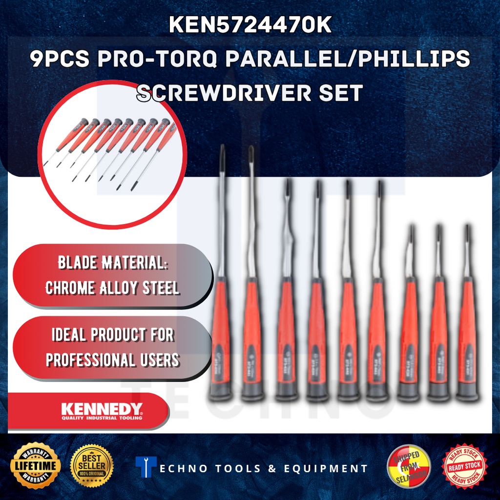 KENNEDY KEN5724470K 9Pcs Pro-Torq Parallel/Phillips Screwdriver Set 100 ...
