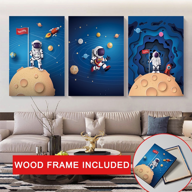 (With Frame)Universe Galaxy Poster Astronaut Standing On The Moon ...