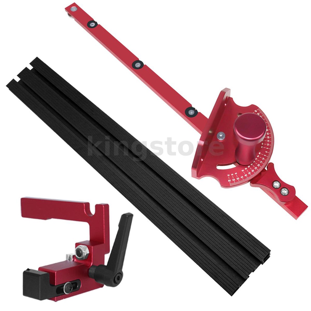 T-Track Fence Fixed Angle Miter Gauge with Quick Positioning Features ...