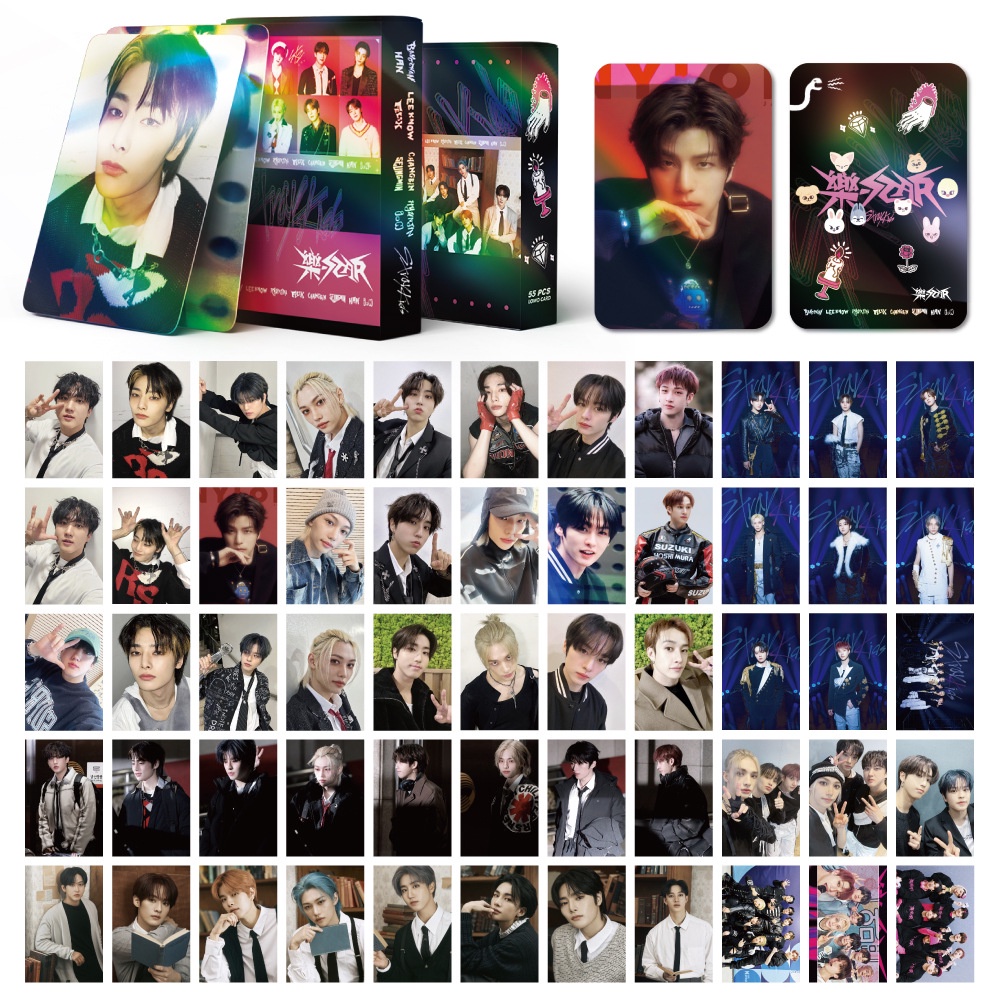 50-55pcs STRAY KIDS Holographic Laser Lomo cards Perfect Day with SKZ ...