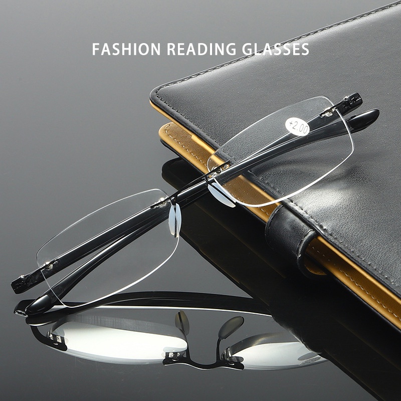 Vogue Rim-less Reading Glasses Presbyopia Spectacles Black Leg Cutting ...