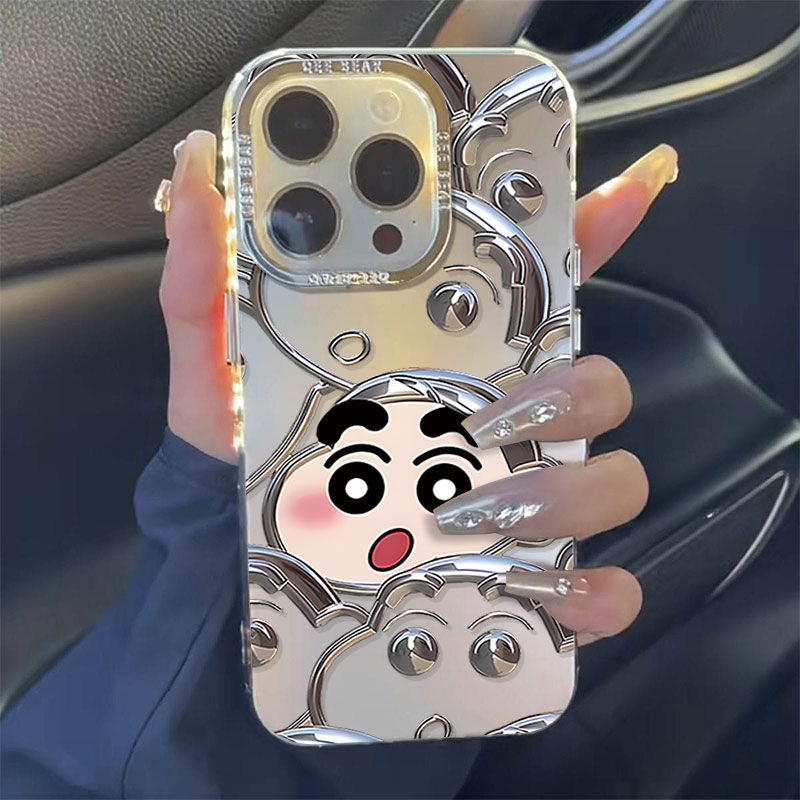 Casing iphone 11/12/13/14/15 Pro max cute anime crayon shin-chan perak ...