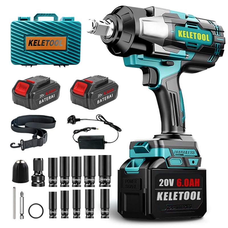 KELETOOL Brushless Wrench Gun Cordless Tyre Wrench Heavy Duty Power ...