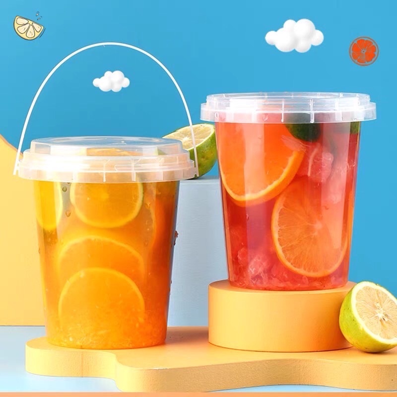 [1 PCS] Disposable cups Portable Milky Tea Cup/PP Cocktail Container ...