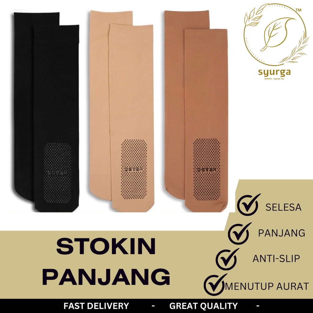 Stokin Panjang Anti slip Sesuai untuk umrah haji dan menutup aurat ...