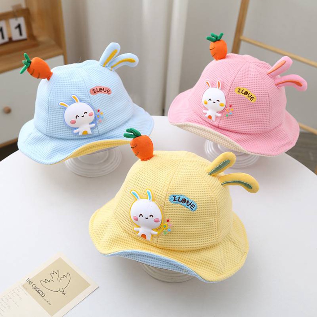 Cute Cartoon Animals Baby Bucket Hat With Ears Soft Cotton Baby Boy ...