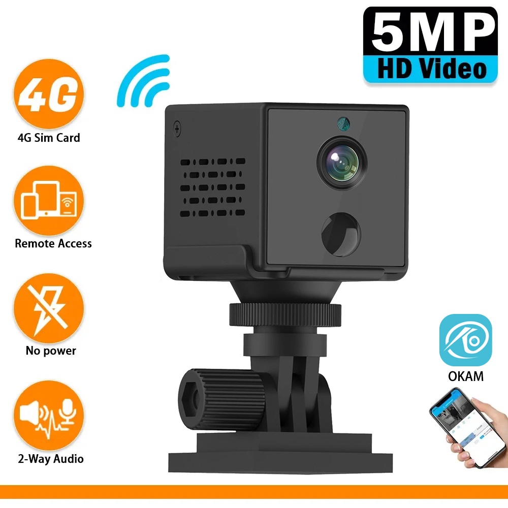 5MP 4G SIM Card mini Camera With Built-in 3000mAh Battery, PIR Human ...