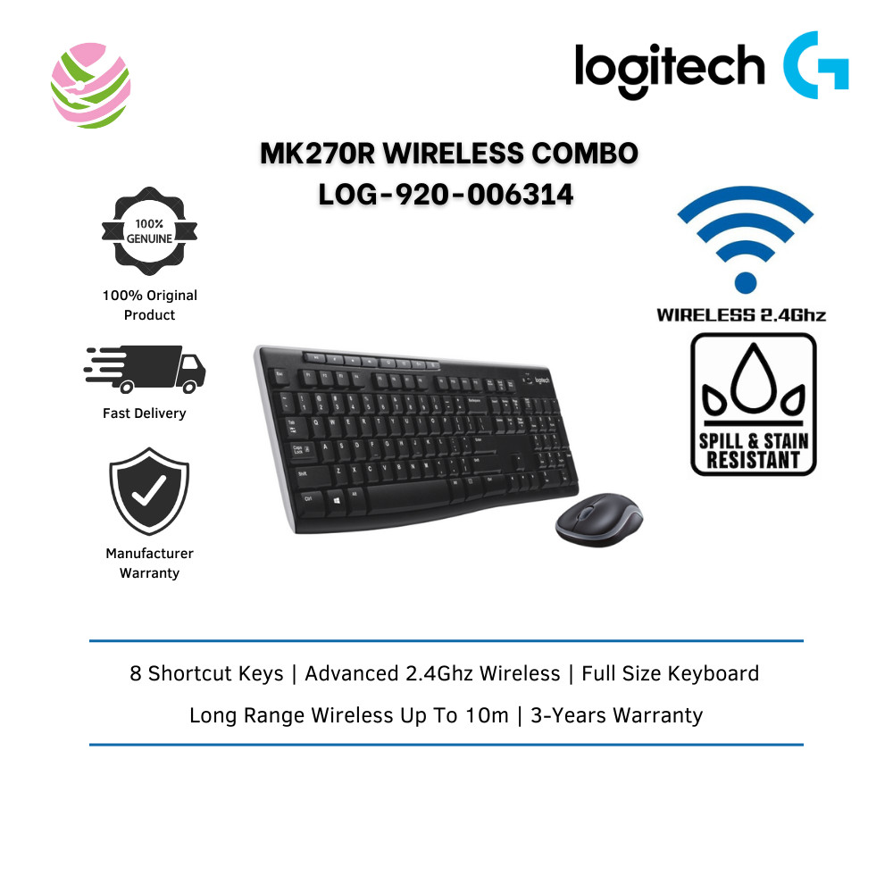 Logitech Mk270r Wireless Keyboard Mouse Combo 920 006314 Shopee Malaysia