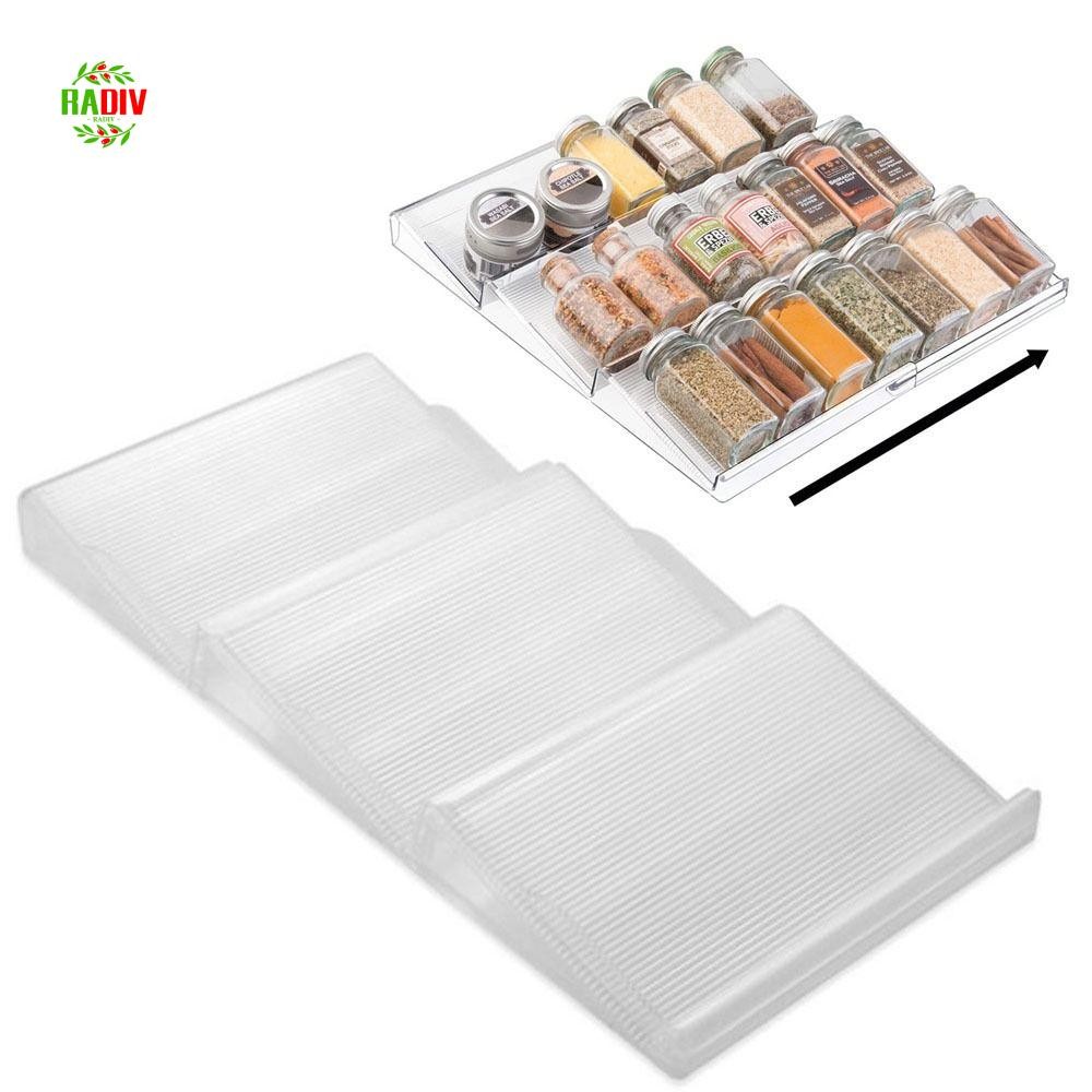RADIV Expandable Spice Rack, 3 Tier Plastic Kitchen Drawer Organizer ...