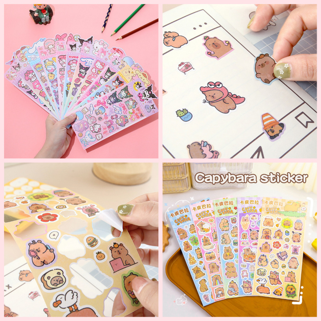 Capybara Stickers Cute Hand Acount Sticker Notebook Student Stationery ...