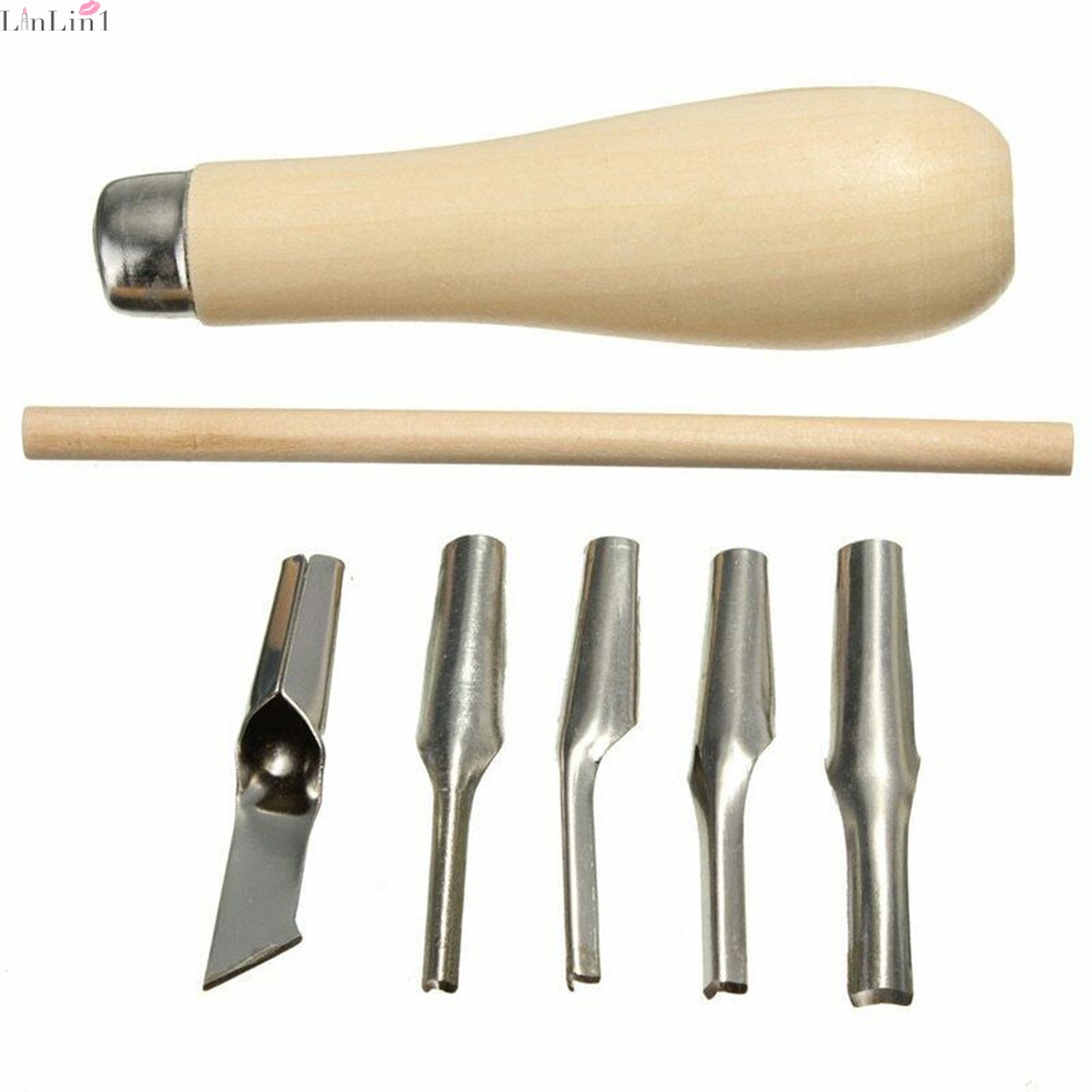 Lino Block Cutting Rubber Stamp Carving Tools with 5 Blades Bits for ...