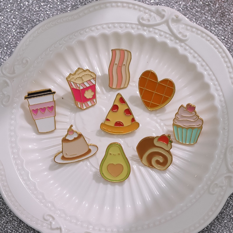 25 Styles of Breakfast Food Enamel Brooches Egg Sandwich Bread Ice ...