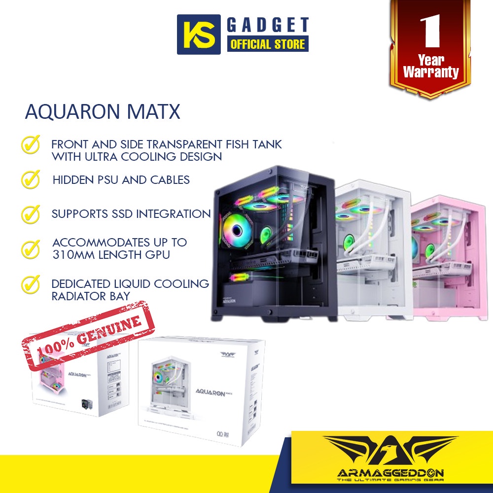 Armaggeddon Aquaron MATX/ATX Transparent view Gaming Casing Chassic PC ...