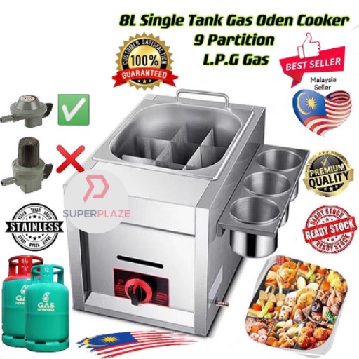 GO-71 8 Liters Stainless Steel Commercial Gas Oden Cooker Steamboat Lok ...