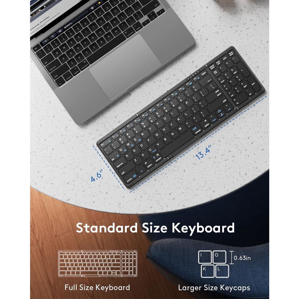 Jomaa Foldable Bluetooth Keyboard with Numeric Keypad Full Size ...