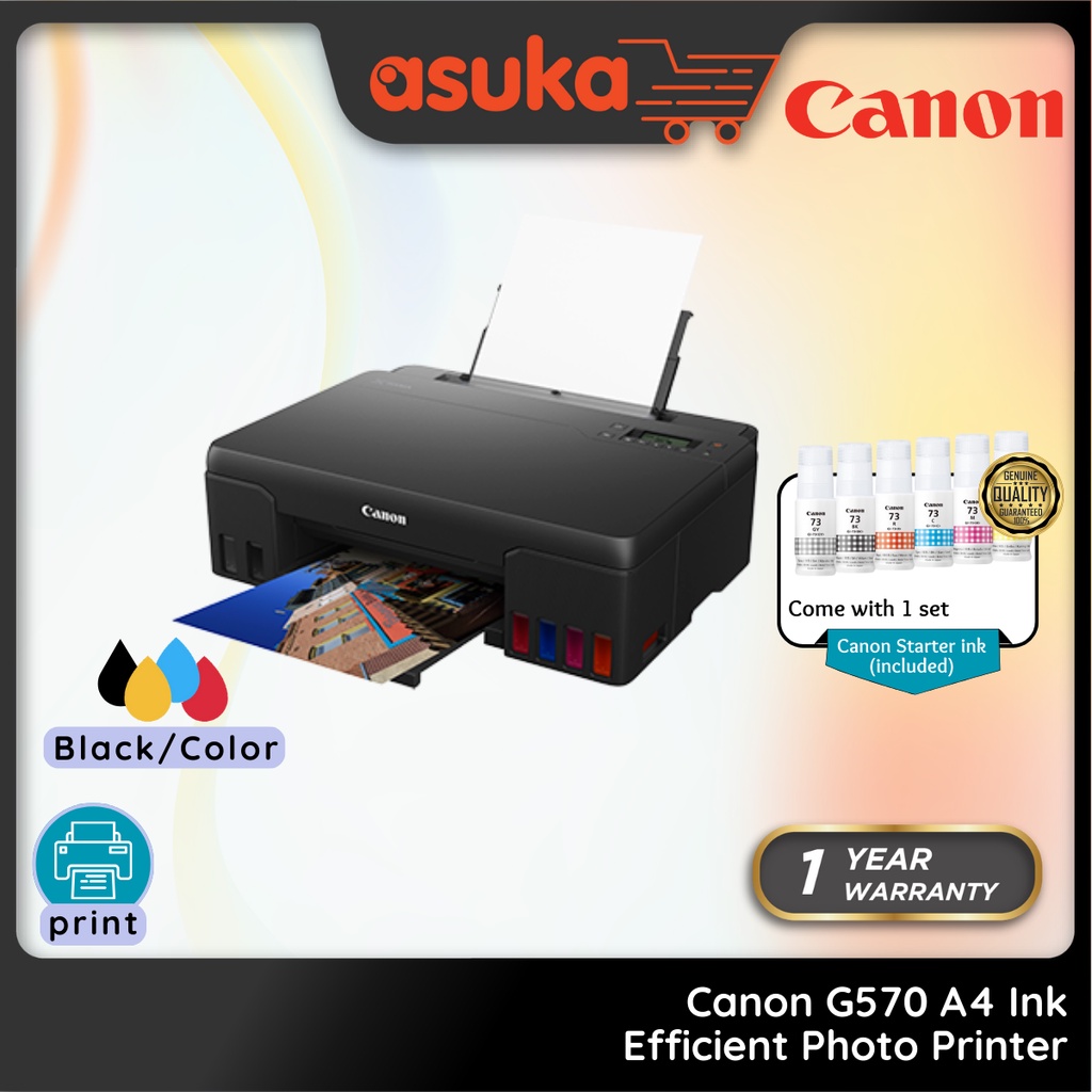 Canon Pixma G570 A4 Ink Efficient Ink Tank Photo Printer (Print ...