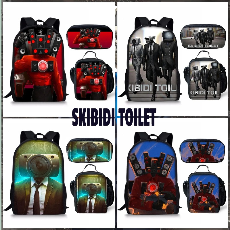 Skibidi Toilet Backpack, Lunch Bag, Pen Bag, Three Piece Set, Large ...