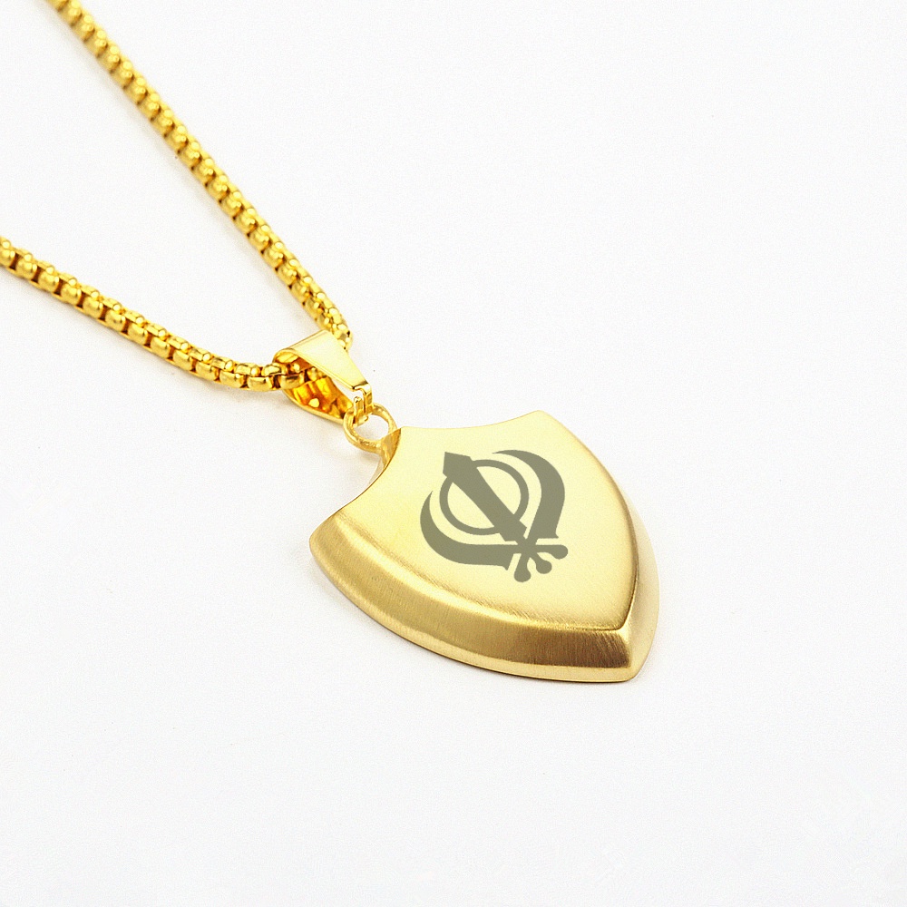 Personalized Shield Pendant Sikhism Sikh Men's Necklace Stainless Steel ...