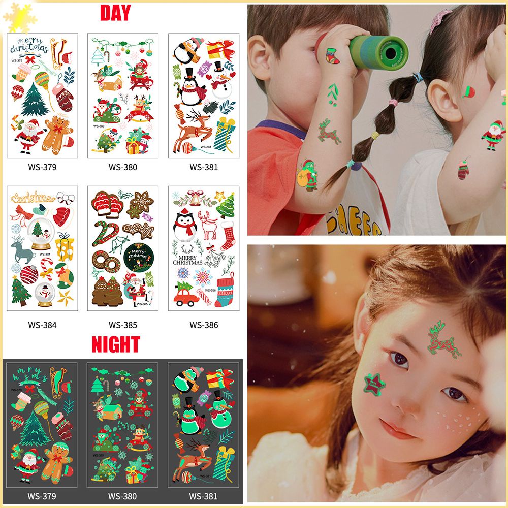 Tattoo Stickers Luminous Kids Temporary Fake Tattoos Glow Face Arm Leg ...