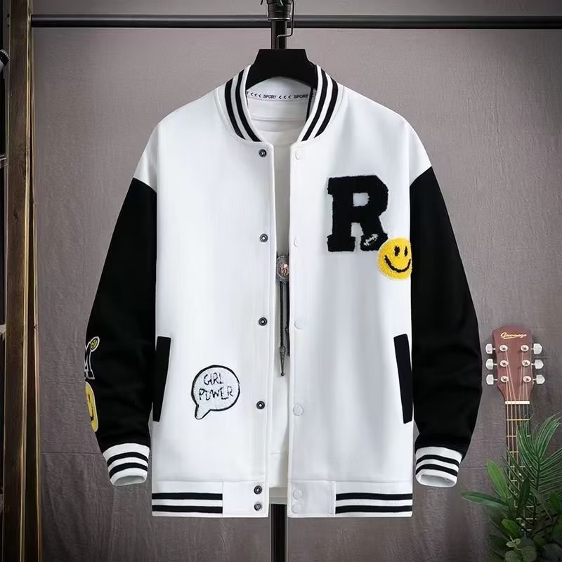 American Style Varsity Jacket For Men Vintage Letter Embroidered Jacket ...