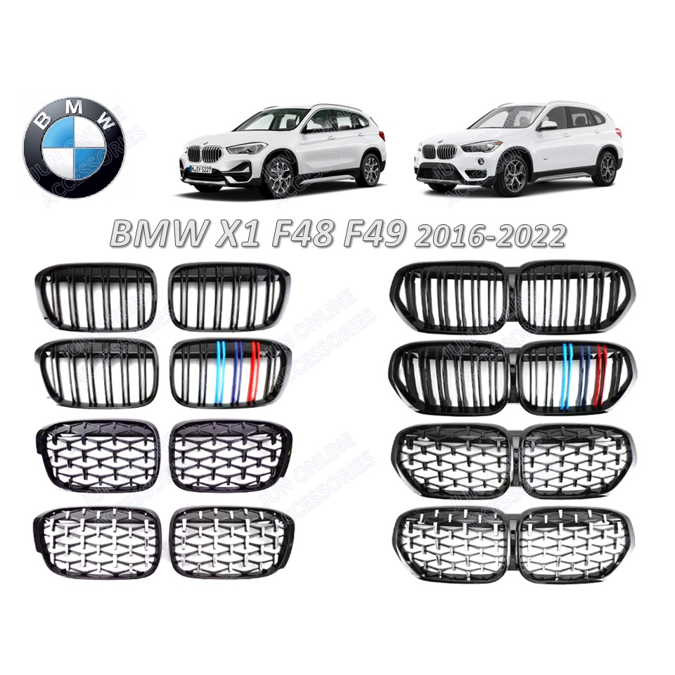 BMW X1 F48 F49 2016-2022 Front Grille Kidney Grilles Glossy Black ...
