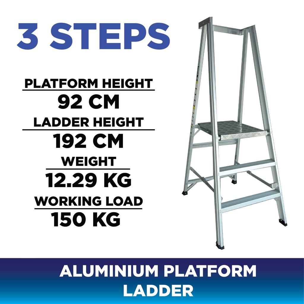 Aluminium Heavy Duty 3 Steps Platform Ladder AL-PL3 ALUCLASS | Shopee ...