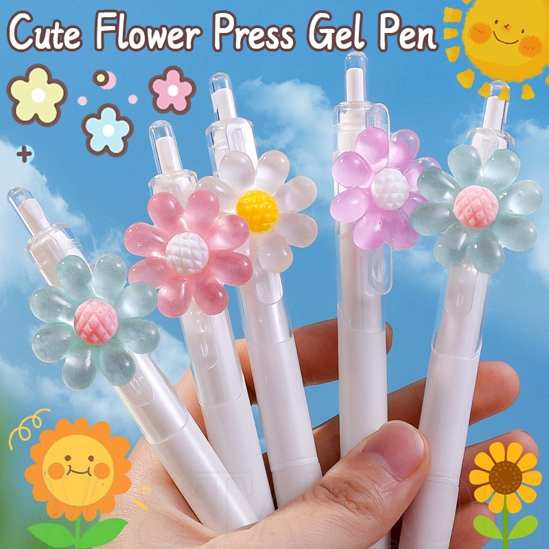 [Random Style] Cute Mini Sunflower Flower Gel Pen / Korean Kawaii Black ...