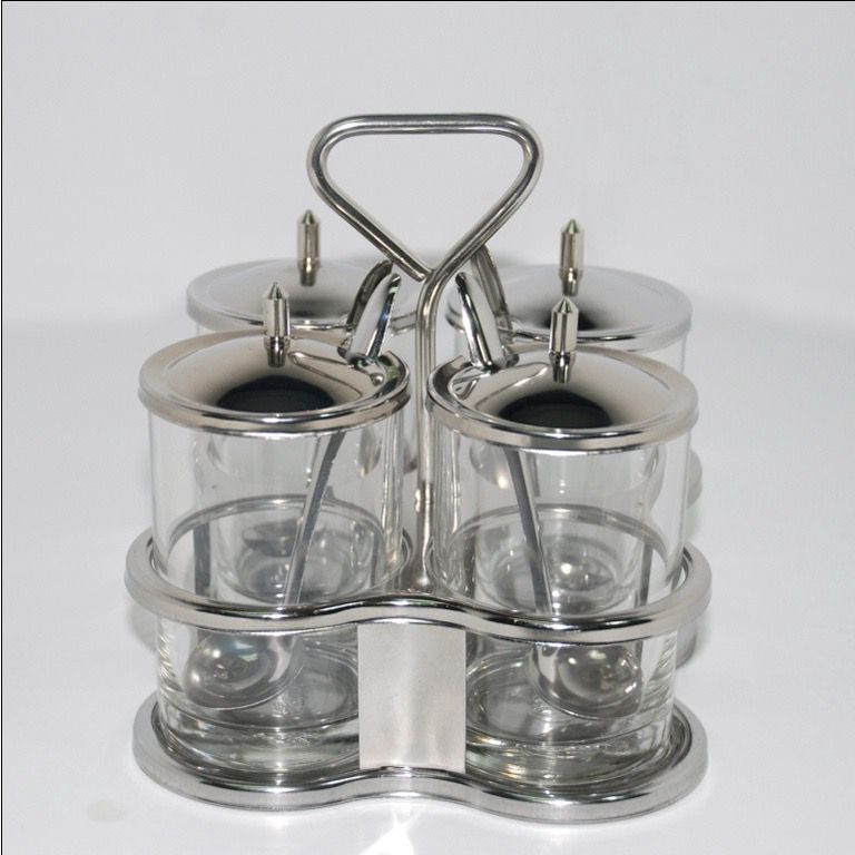 Thailand Anchor Seasoning Sauce Holder Condiment Caddy Spice Glass Jar ...