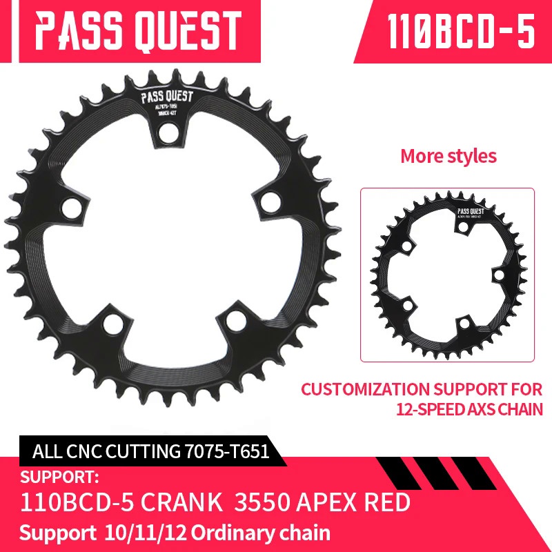 PASS QUEST 110BCD Five Claws Hollow Round Oval Road Bike Narrow Wide ...