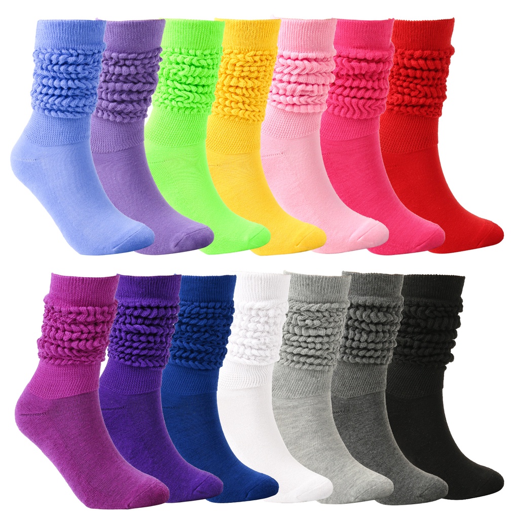 Women's Slouch Sock Classic Scrunch Cotton Soft Mid Calf Slouchy Long ...