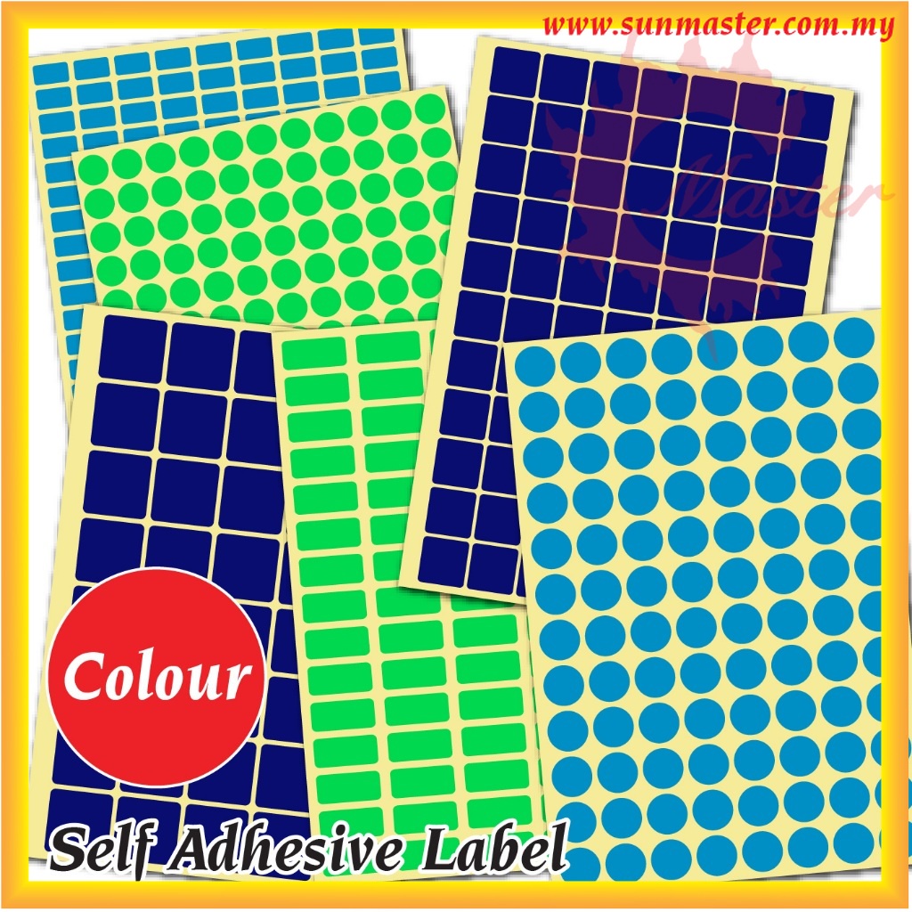 Self Adhesive Colour Labels Sticker | Squre Retangle | Penanda Buku ...