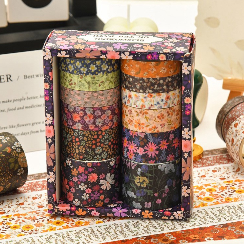 HOSTY 12 rolls/set Cute Plant Leaves Washi Tape Kawaii Flower Masking ...