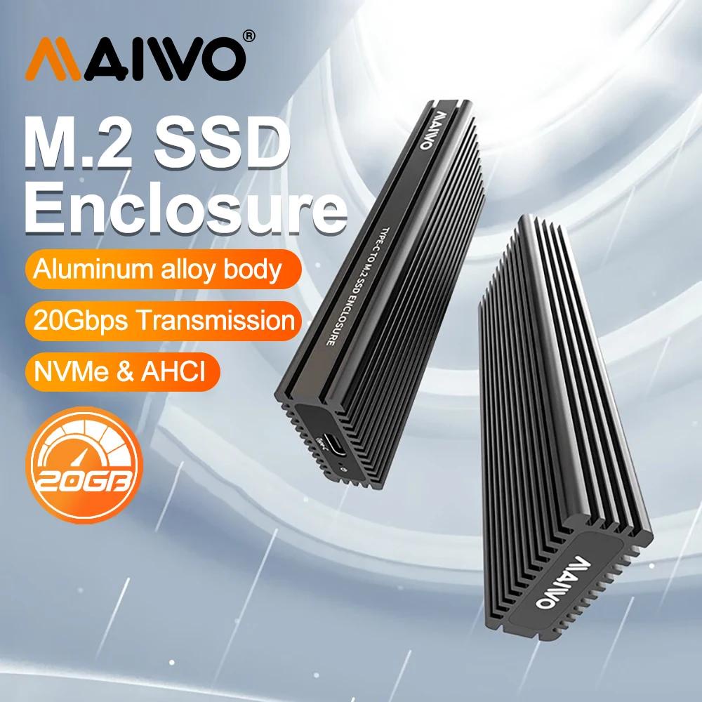MAIWO 20Gbps M.2 NVME SSD Case with Built-in Cooling Vest Upgraded Aluminum Type-C M2 NVME SSD ...
