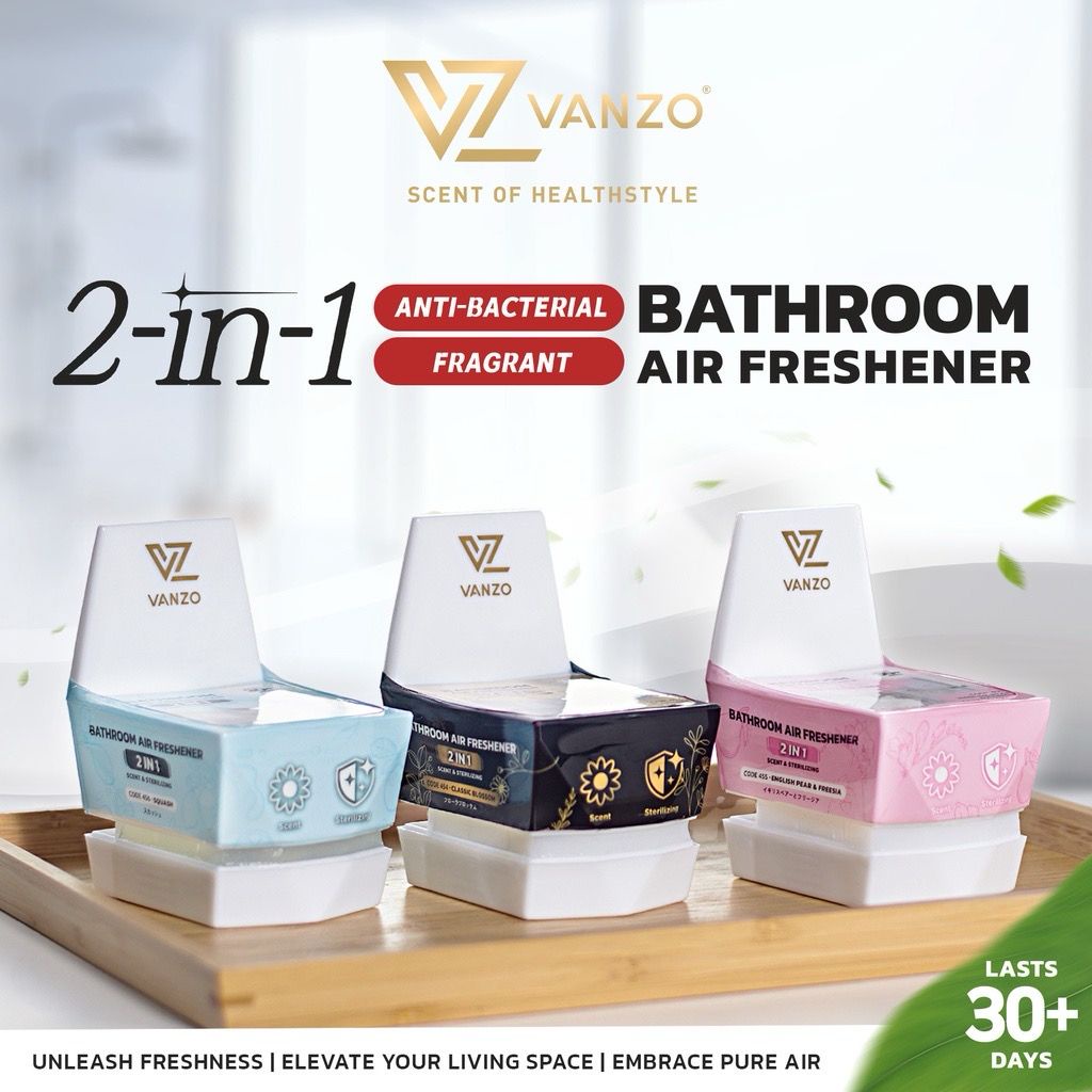 VANZO 2-IN-1 Bathroom Air Freshener 115g 455 454 456 Toilet Air ...
