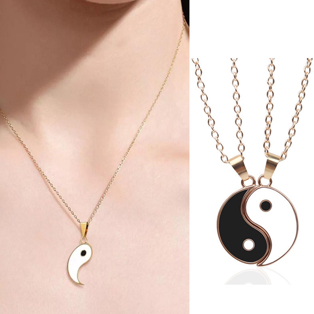 2 Pcs Tai Chi Pendant Necklaces Ying Yang Couples Necklace Creative ...