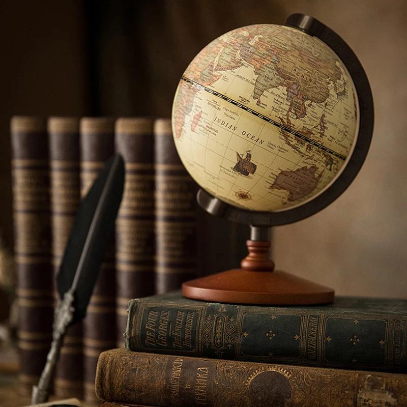 [Warrior2] 22cm World Globe Earth Map In English Retro Wooden Base ...