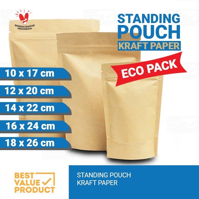 Ecopack Kraft Paper Packaging 12x20 Standing Pouch 12 x 20 | Shopee ...