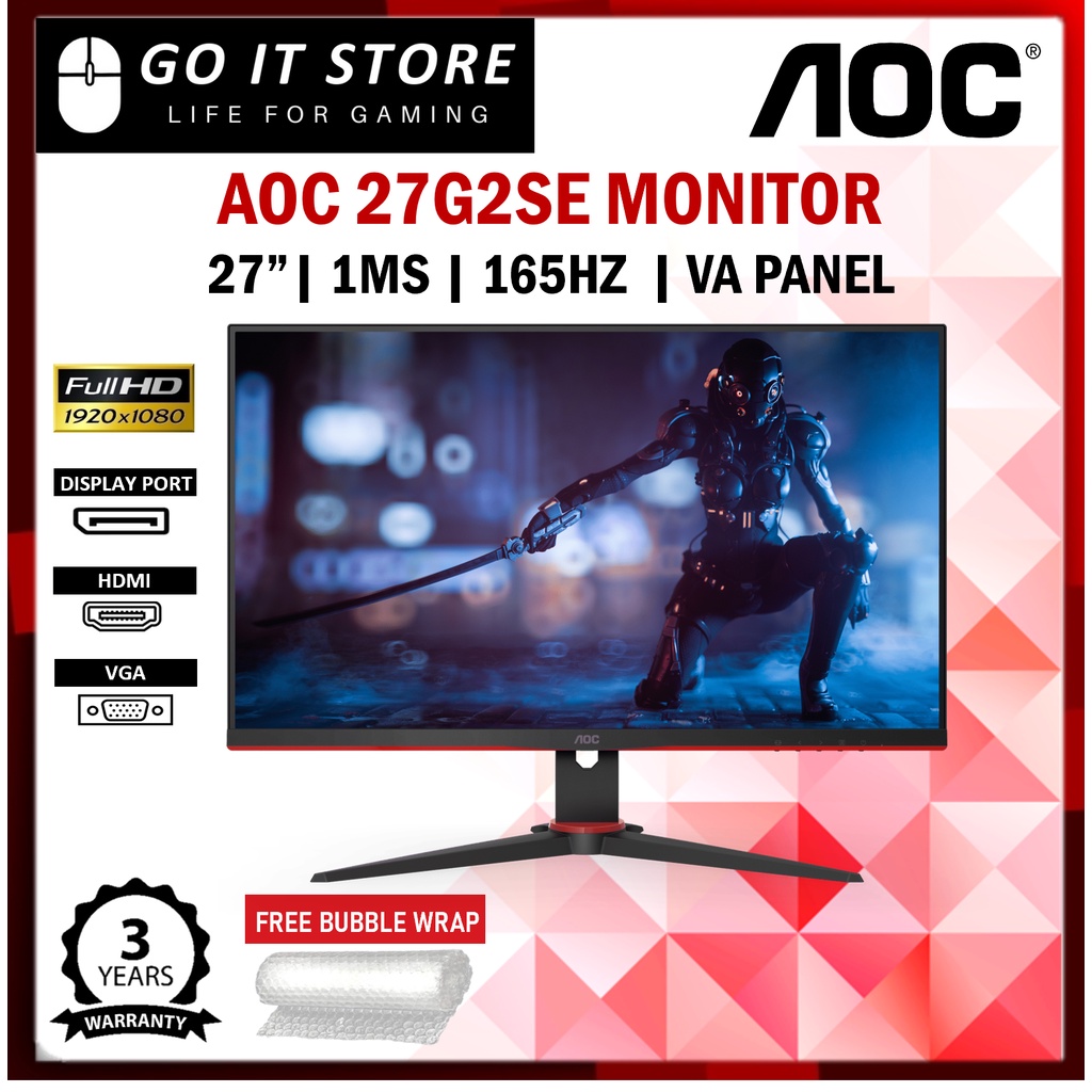 AOC Monitor 27G2SE 27" VA FHD 165HZ 1MS HDR AdaptiveSync Gaming Monitor ...